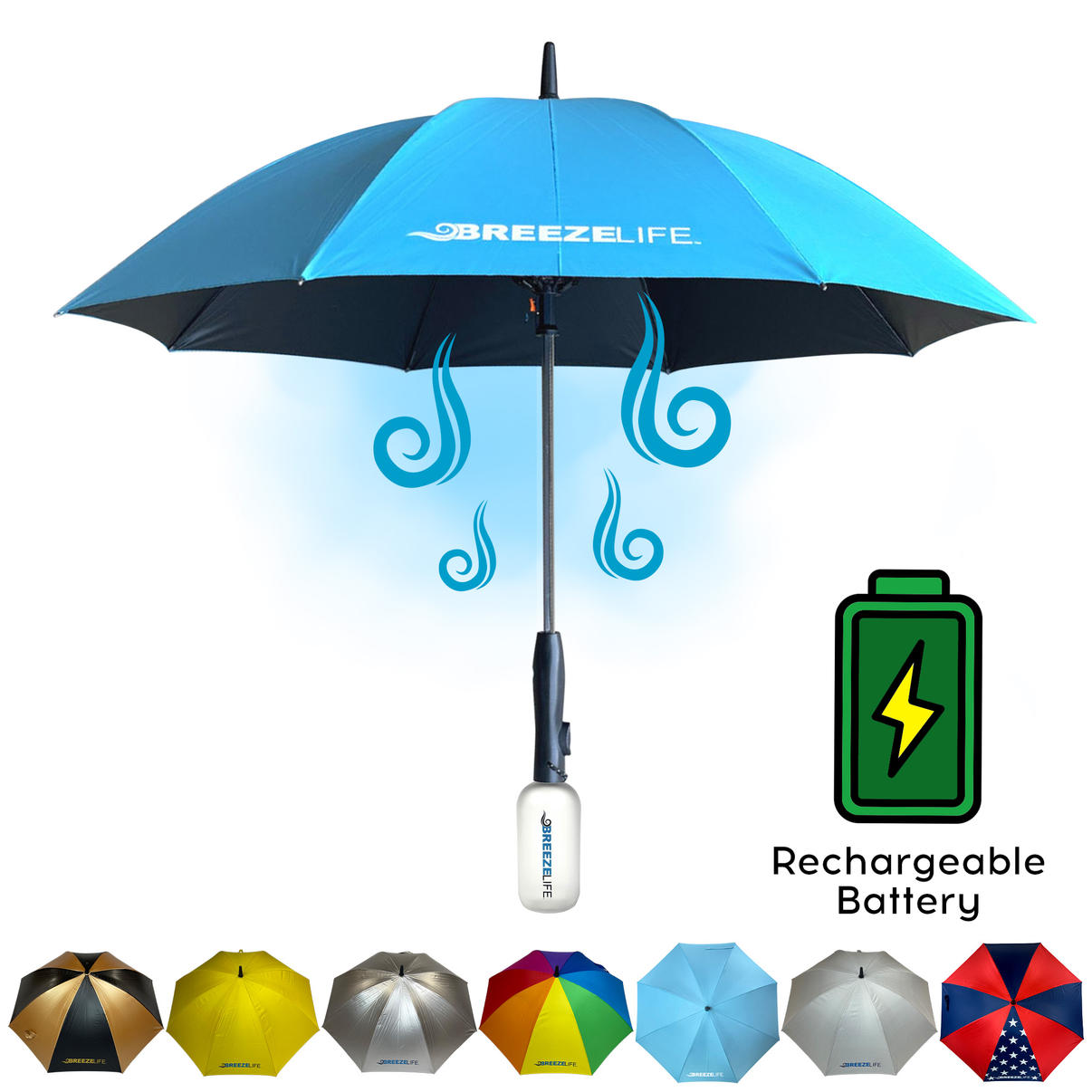 Rechargeable Misting Sun Umbrella with Fan – Breeze Life